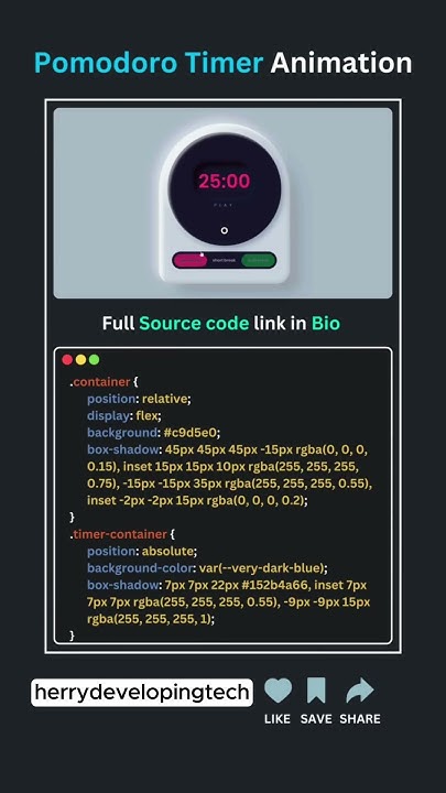 ⏱️ Pomodoro Timer Animations in CSS3! 💻 | Boost Productivity with Style||#shorts #coding #js # ...