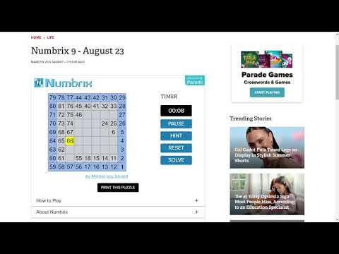 Solve Daily Numbrix 9 Puzzle: 8/23/2023 (ASMR) - YouTube