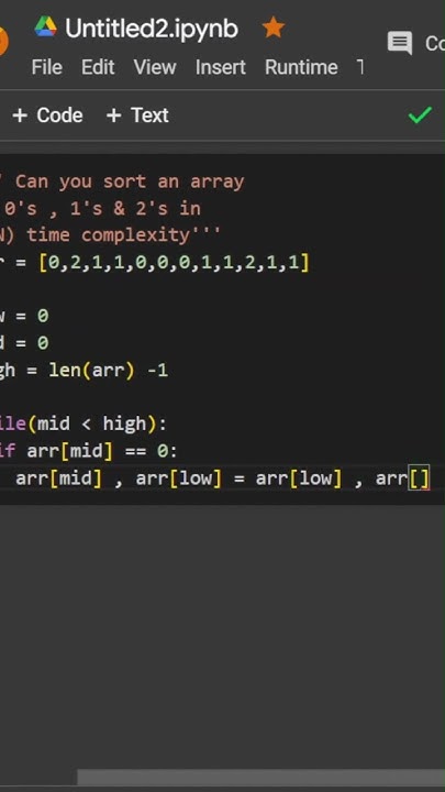 Shorts Day 13 Sorting Array Containing 0s 1s And 2s Dsa Python Algorithms