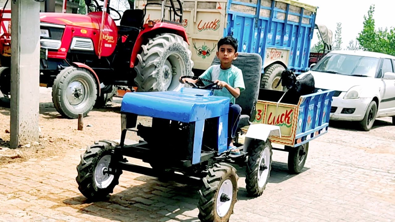 homemade tractor trolley mini tractor | diy tractor ...