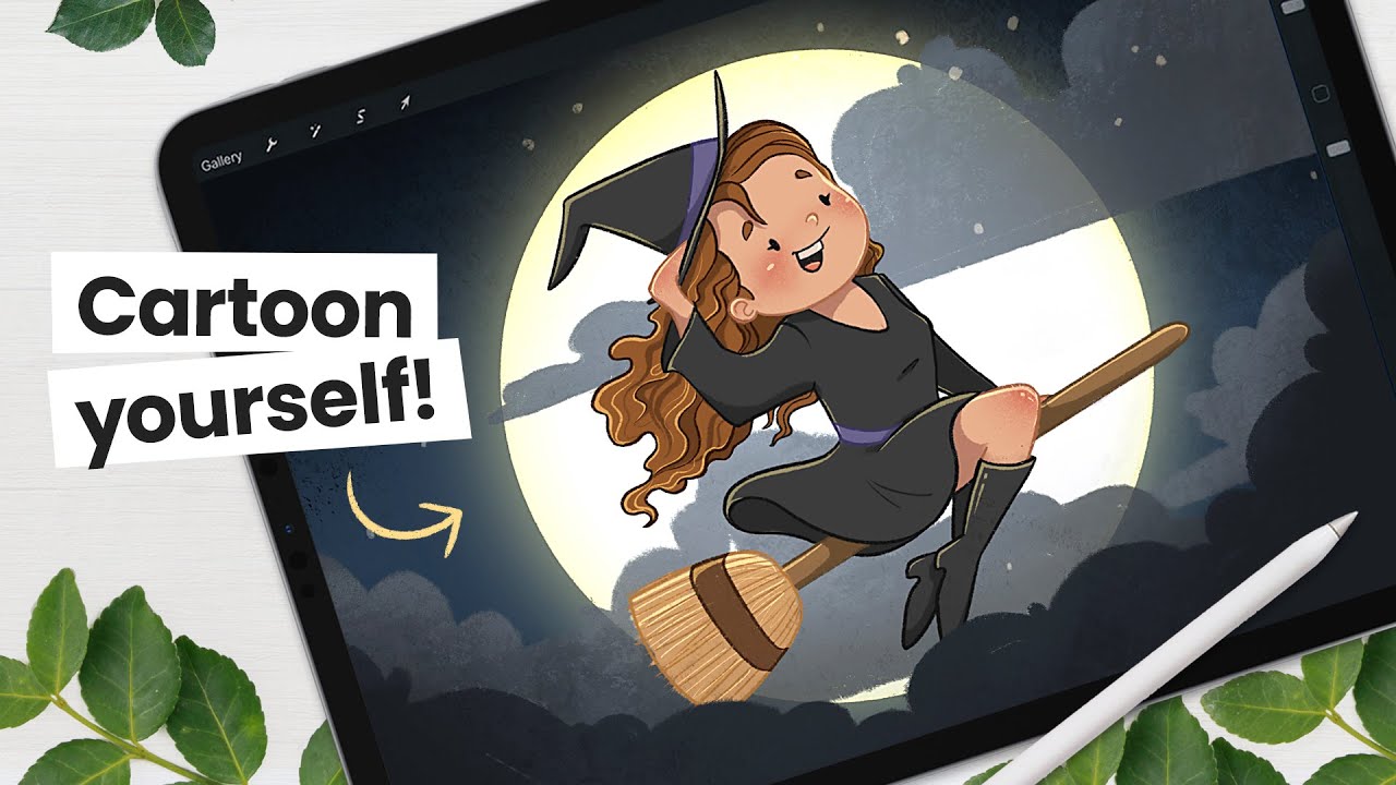 Let's draw a cute WITCH • Intermediate illustration tutorial - YouTube