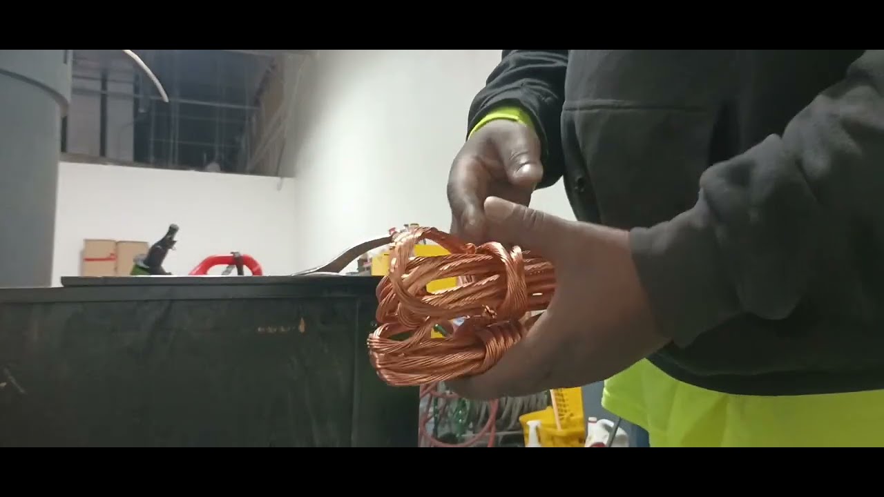 Copper thick gage wire strip by hand 60 ft plus more to go. - YouTube
