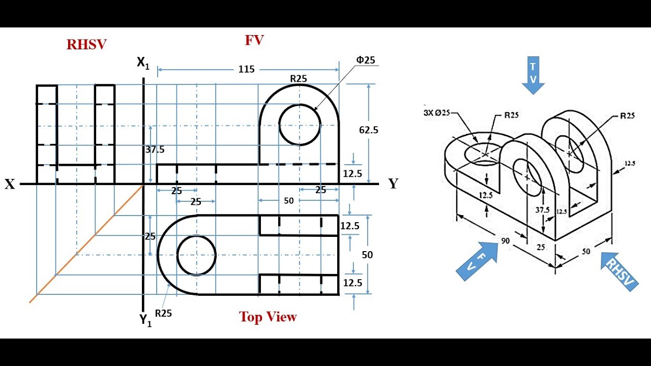 Engineering Graphics Lecture 016R Orthographic Projections XVIII (Draw ...