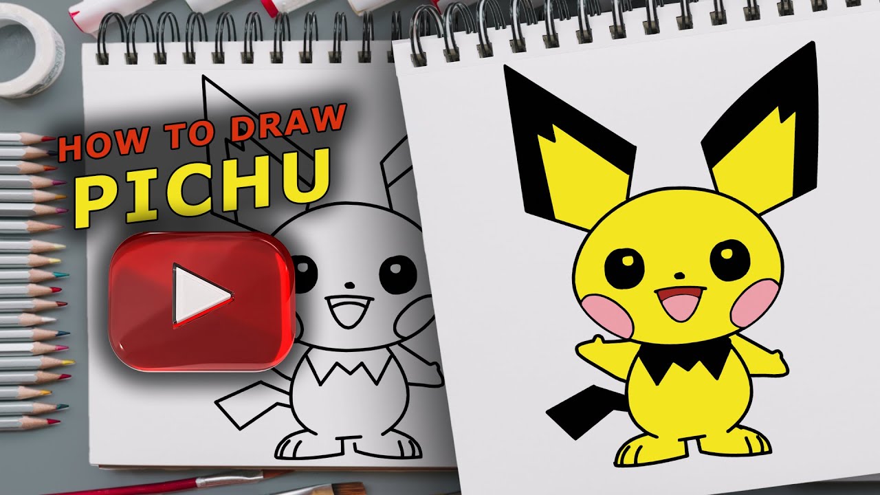 How to Draw Pichu (Pokemon) Step by Step Easy! - YouTube