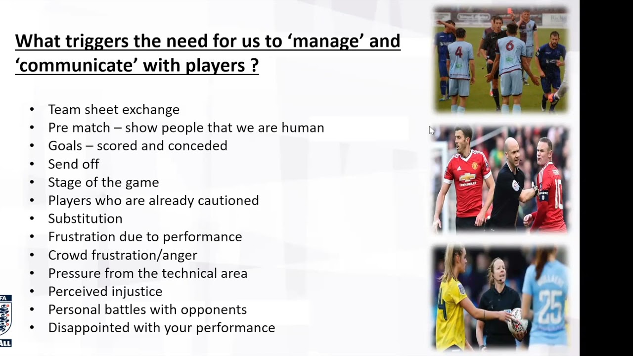 Player Management situations for referees | Daniel Meeson | The FA ...