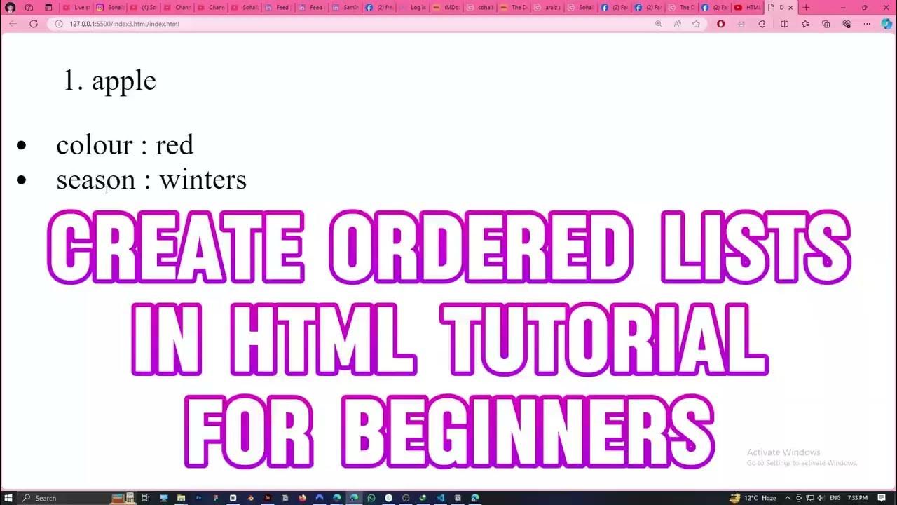 Create Ordered Lists in HTML | for Beginner - YouTube
