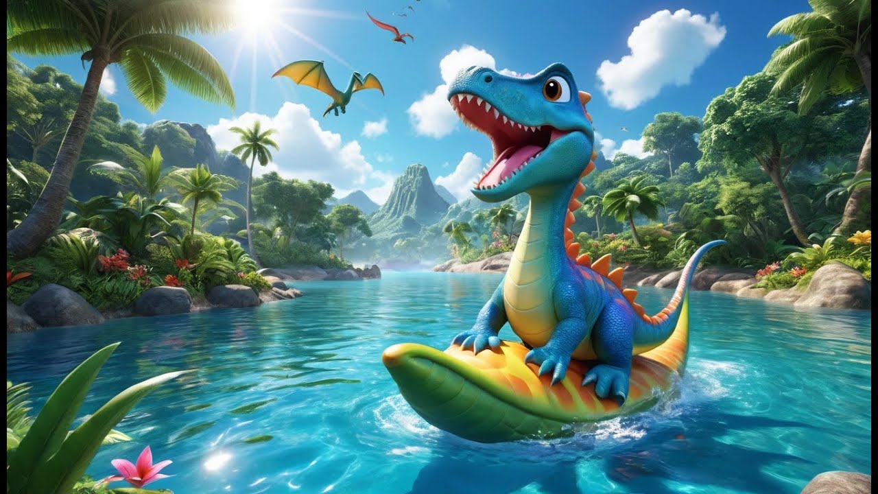 Row Row Your Dinosaur | Funny Dinosaur Boat Song for Kids | Prehistoric ...