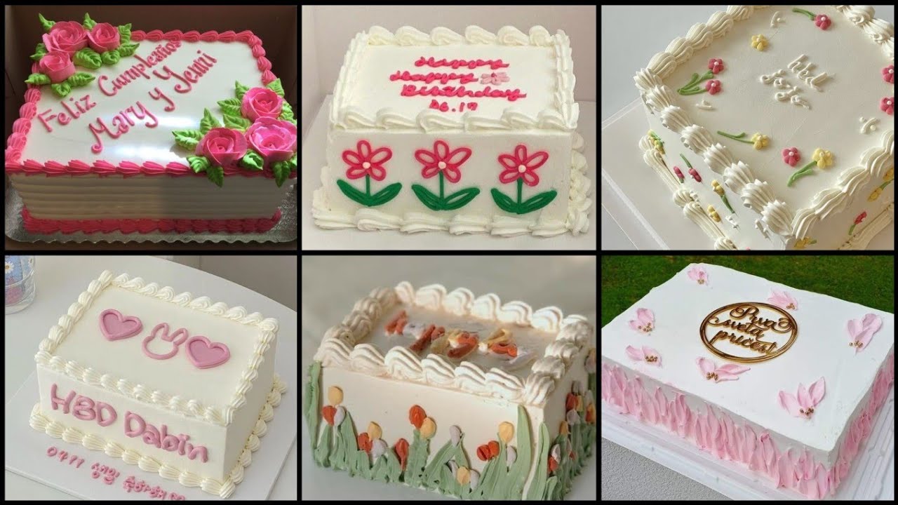 Easy Simple Square Shape Cake Design | Square Cake Decoration ideas for ...