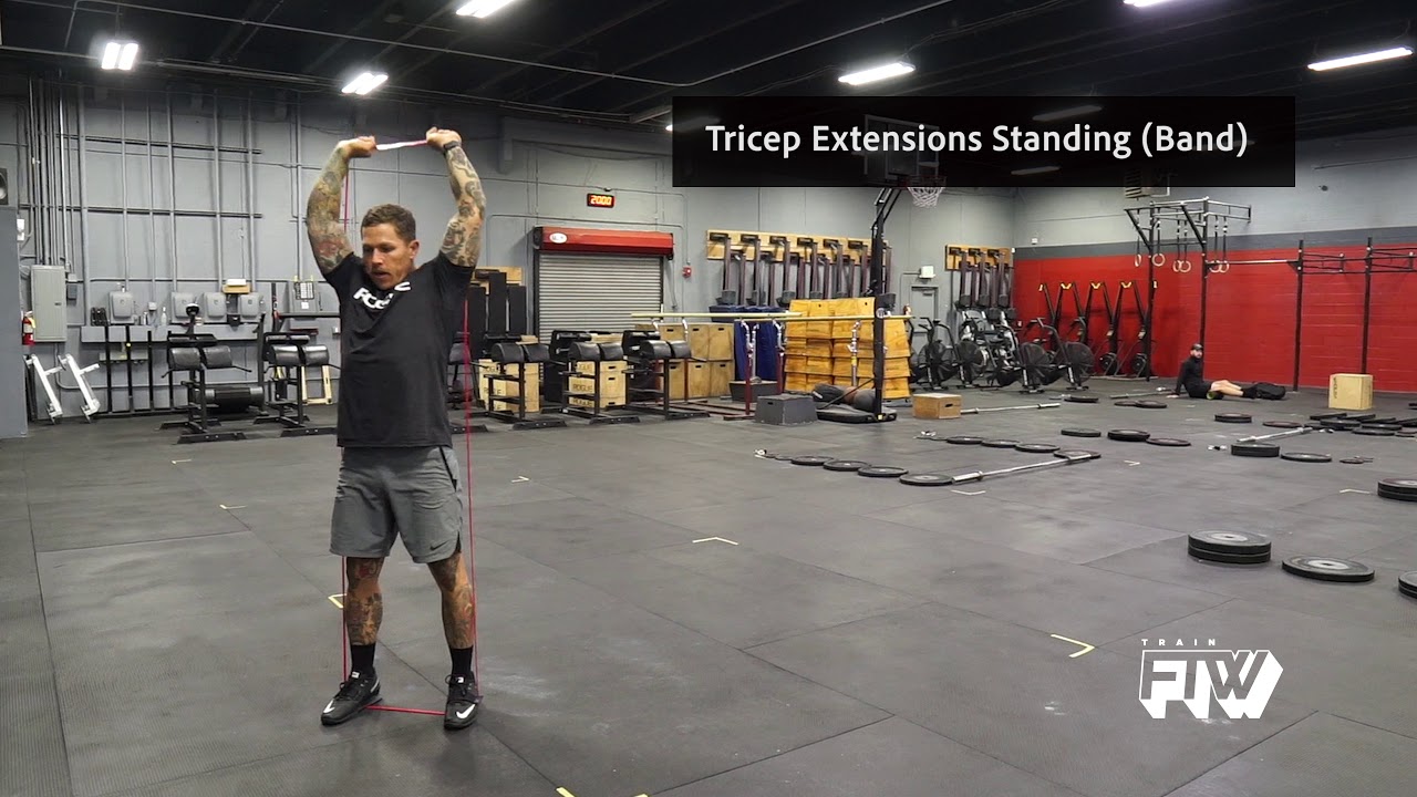 Triceps Extensions Standing Band - YouTube
