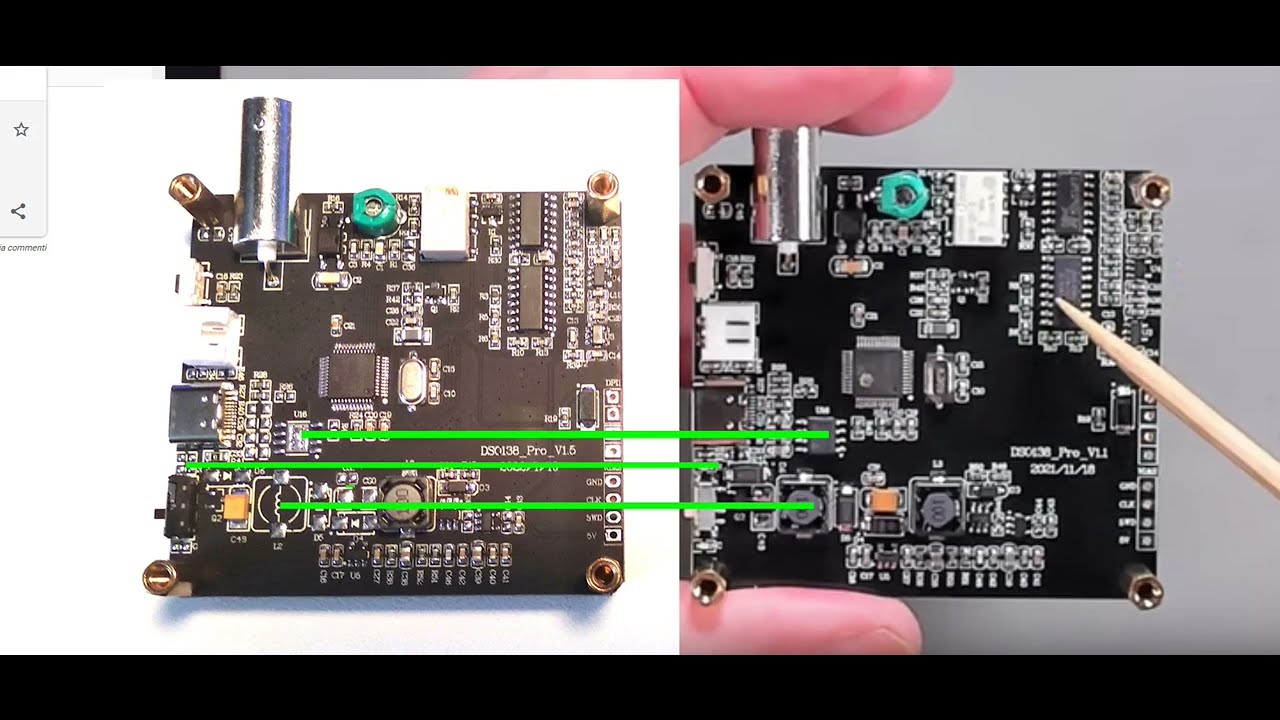 FNIRSI-DSO138 PRO pcb difference with and without battery - YouTube