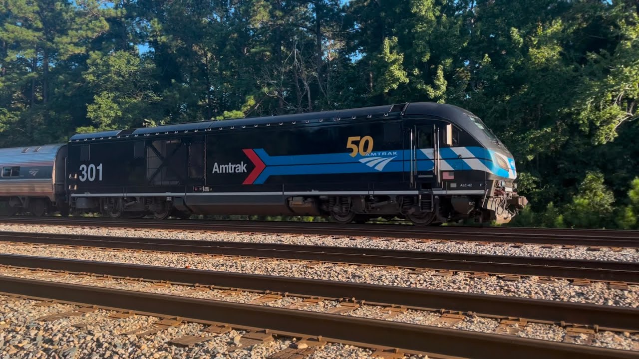 AMTK 301 50 Years Anniversary Heritage Unit Leads Amtrak P089-02 SB ...