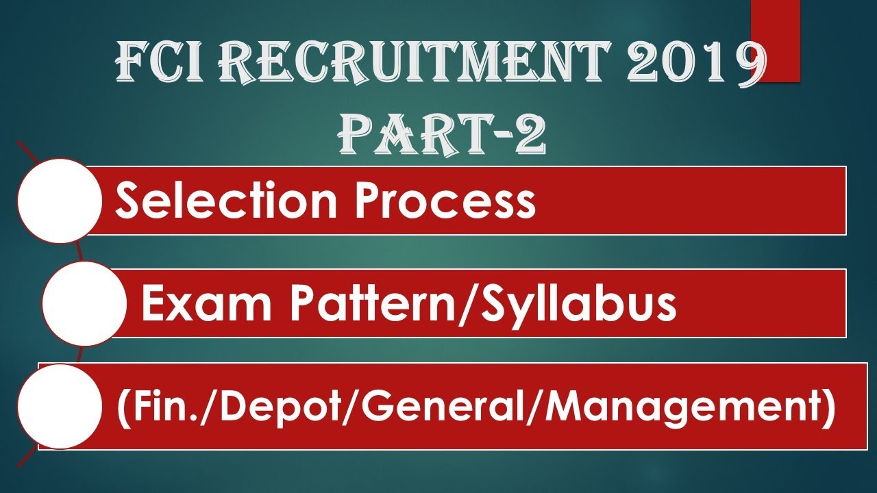 FCI Recruitment 2019 I Part 2 I Syllabus Manager Accounts/ Depot ...