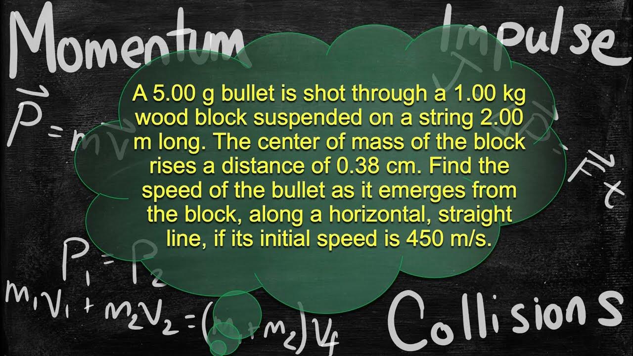 Physics Problem - Momentum and Collisions - Bullet Passes Through a Block Suspended from a ...