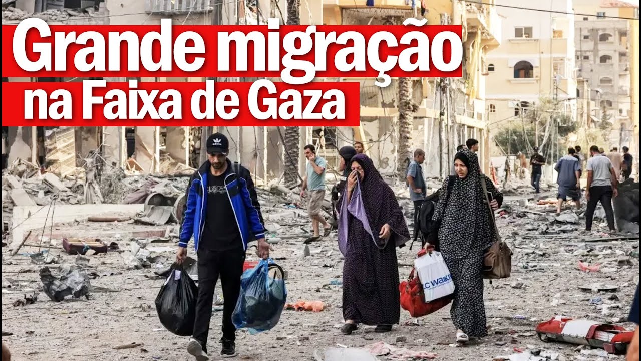 Grande migração de palestinos que fogem de Gaza | Large migration of ...