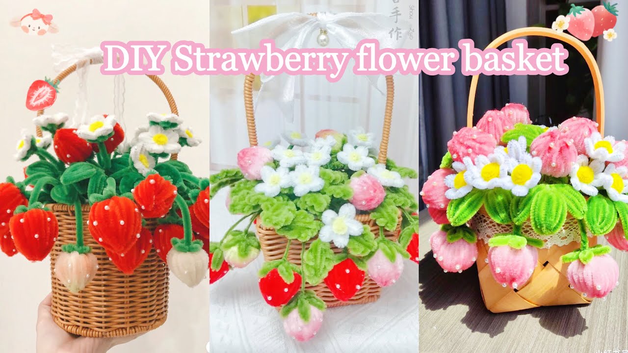 DIY Strawberry flower basket - YouTube