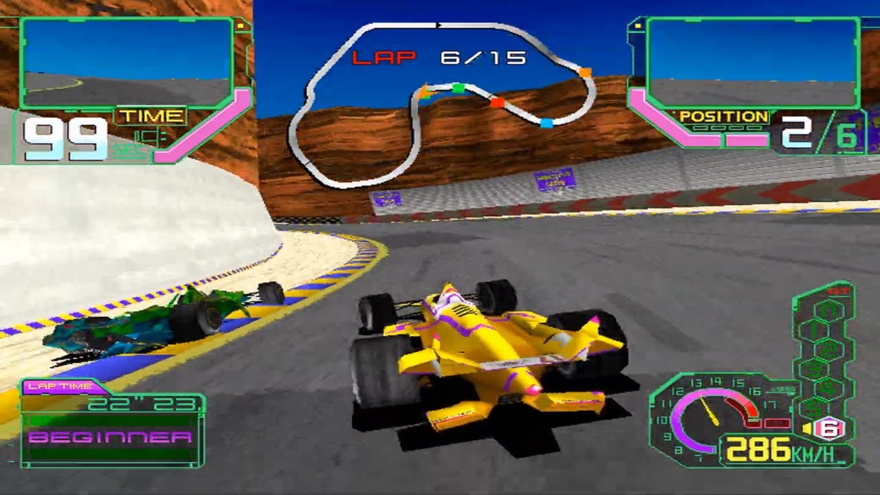 Ace Driver: Victory Lap - Namco System 22 - Yellow Car - High Speed ...