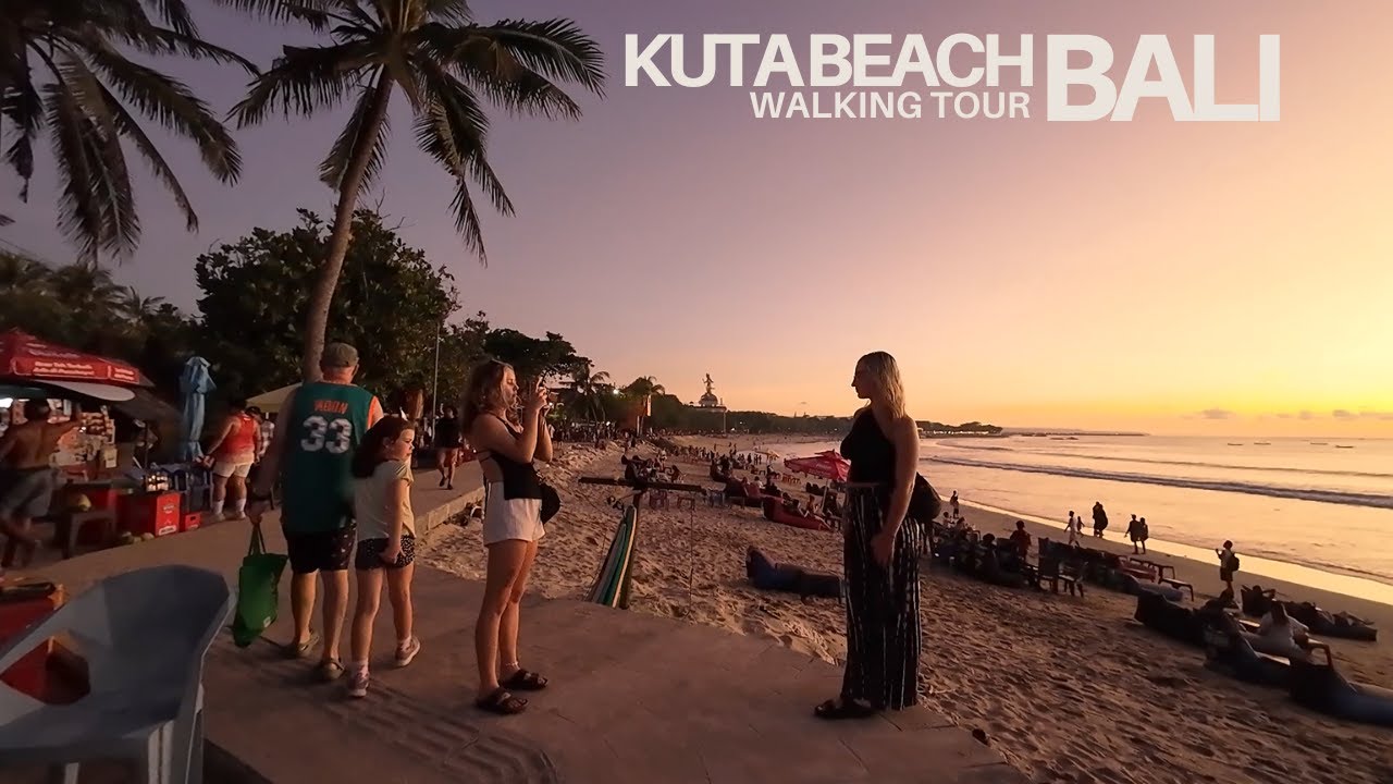 Bali Walking Update | Amazing Sunset Walk Before Night At Kuta Beach ...