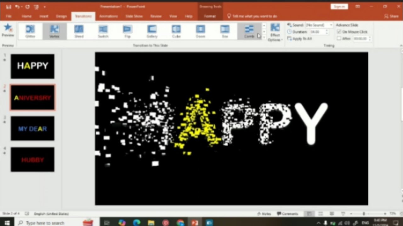 let's make anniversary video in PowerPoint with vortex transition - YouTube