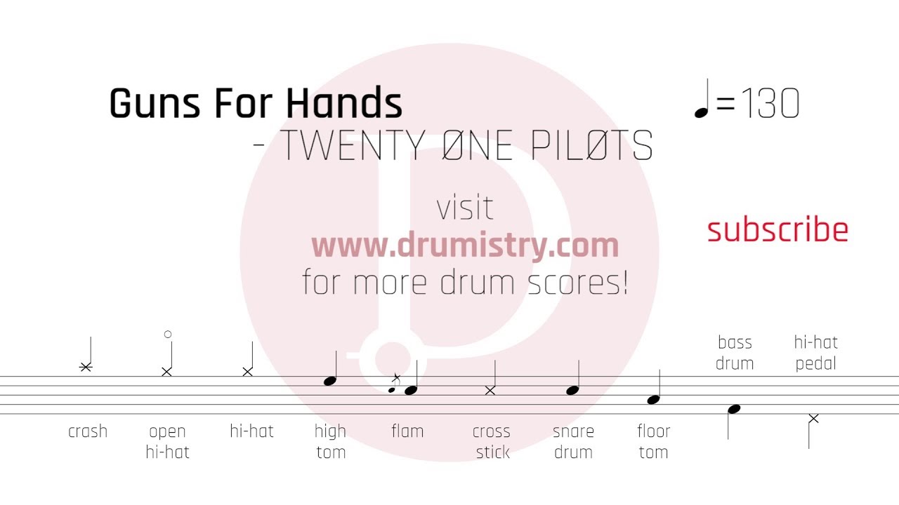 Twenty One Pilots - Guns For Hands Drum Score - YouTube