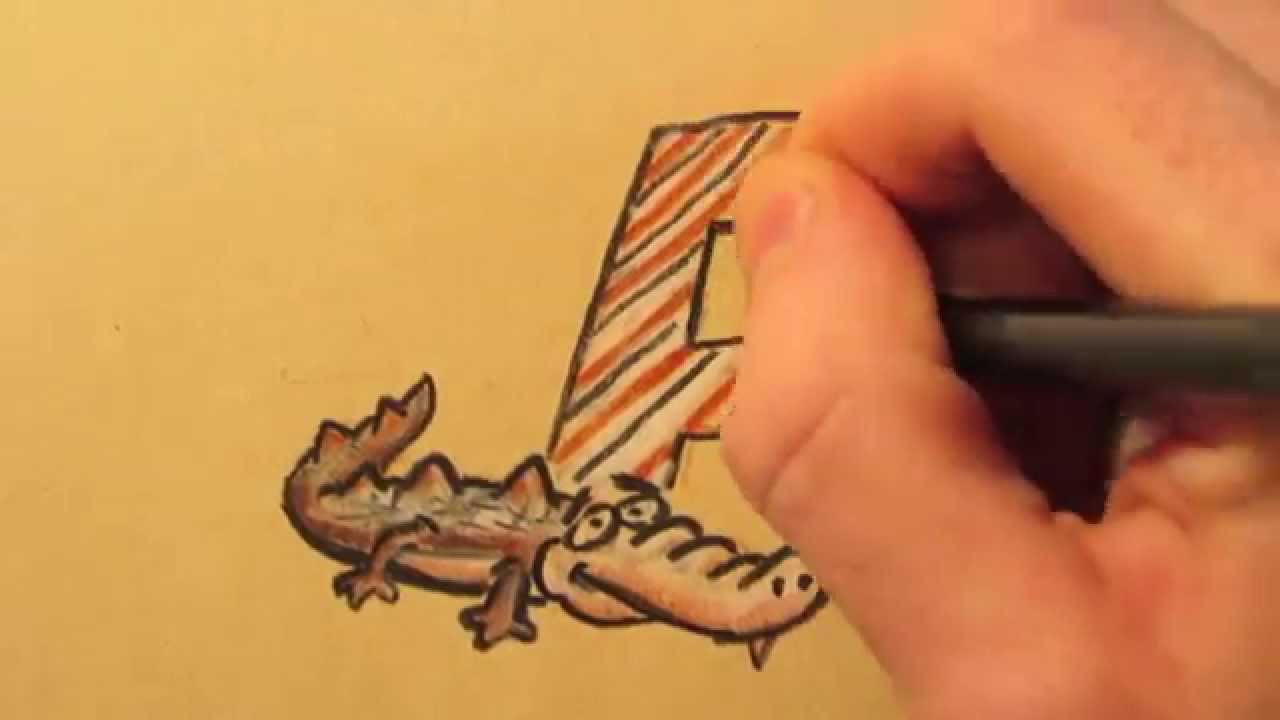 How to Draw a Baby Alligator - Draw It Today #3 - Speed Drawing - YouTube