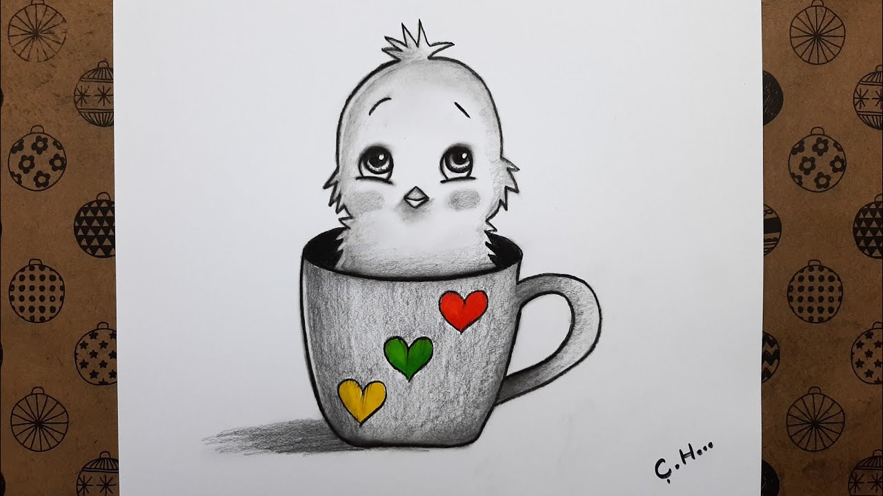 Çok Kolay Çizim Fikirleri Kupa Bardak İçinde Şirin Civciv Adım Adım ...