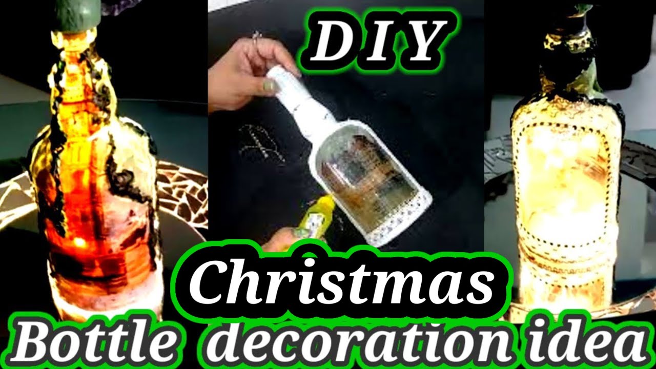 diy Christmas bottle decoration idea/waste bottle decor idea/waste ...