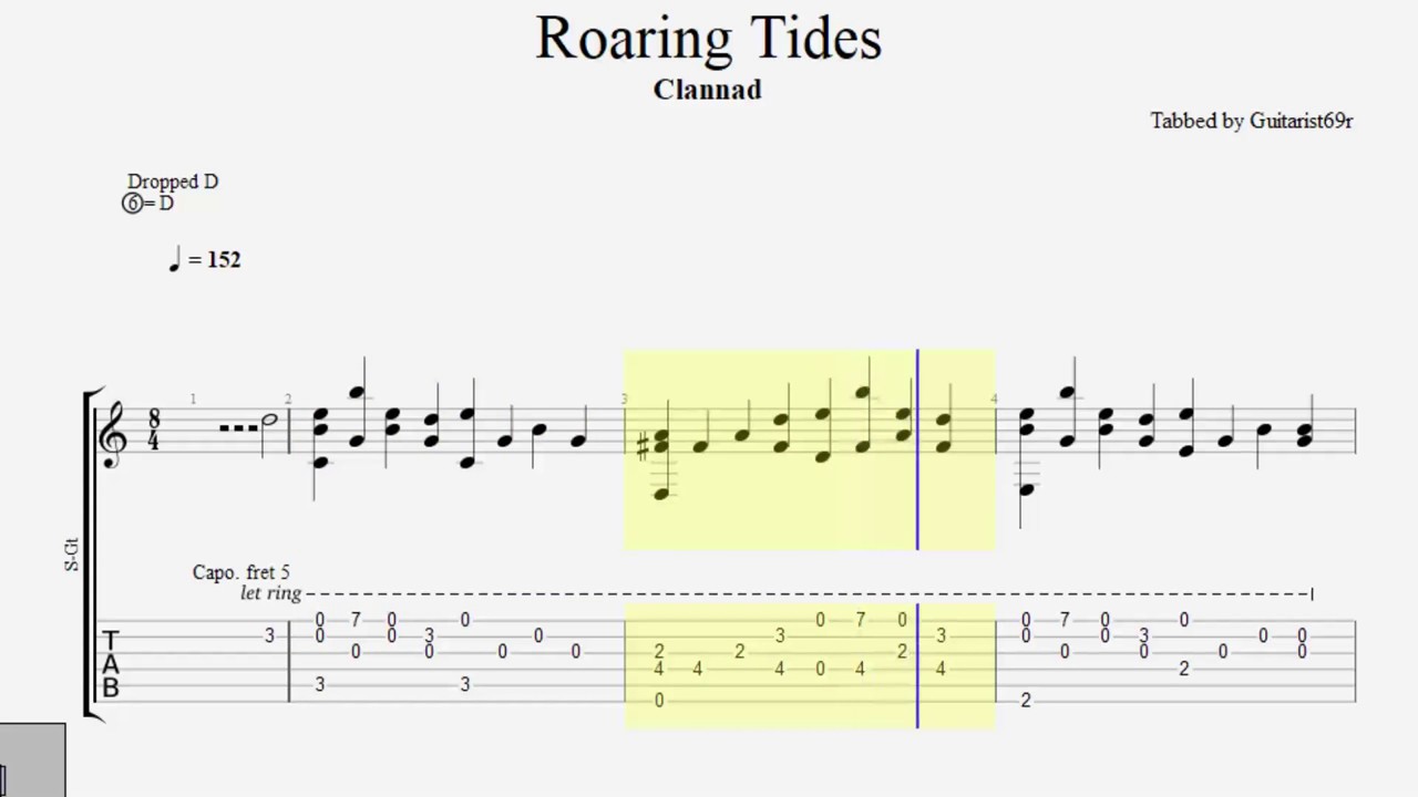 Clannad - Roaring Tides (Guitar Tab) - YouTube