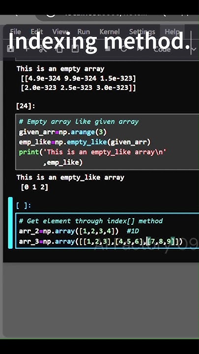 Create An Empty Array With Given Array Indexing Of Array In Numpy Shorts Numpy Python 6509