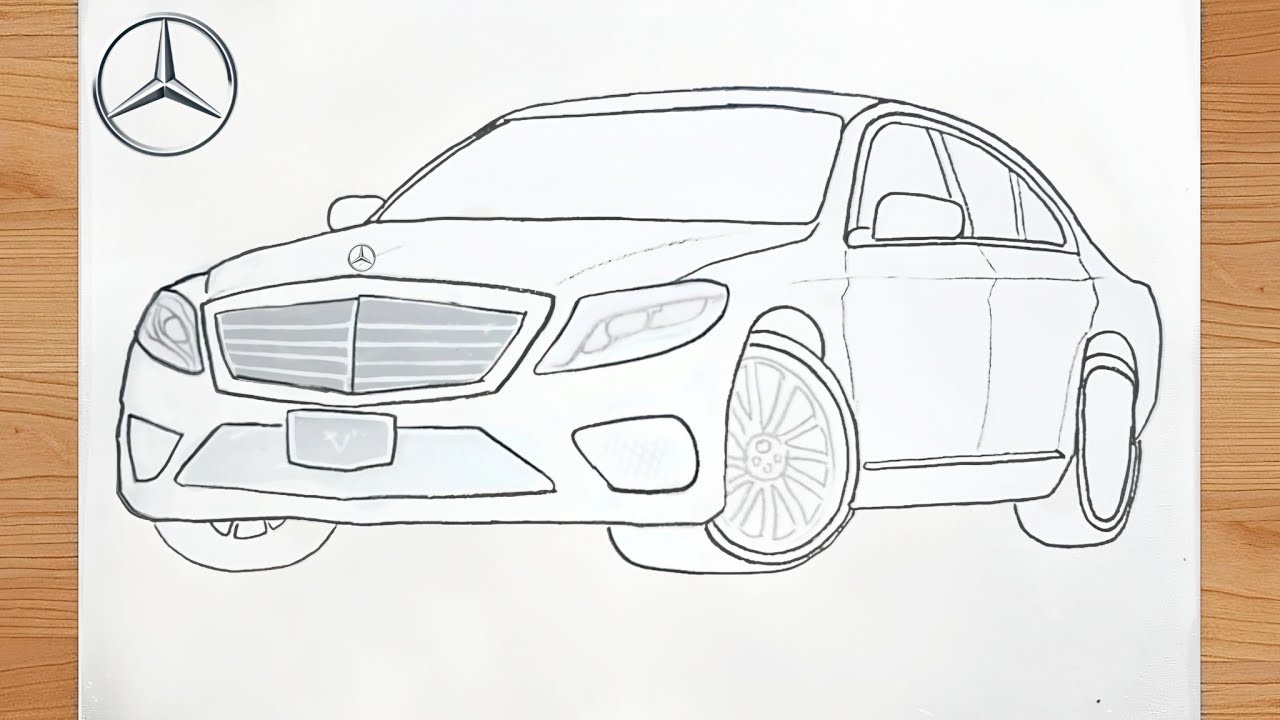 Mercedes-Benz S-Class Drawing | Realistic Car Sketch : Bring Luxury on ...