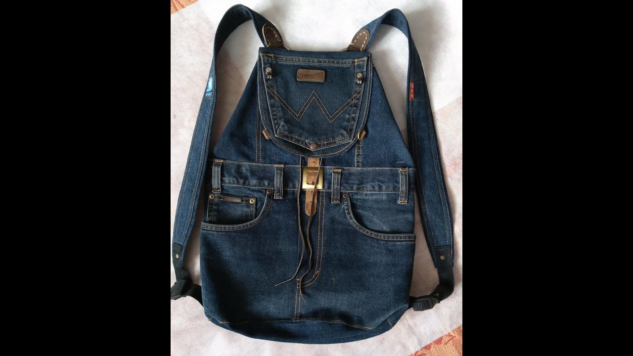 upcycling old jeans, making a backpack #DIY - YouTube