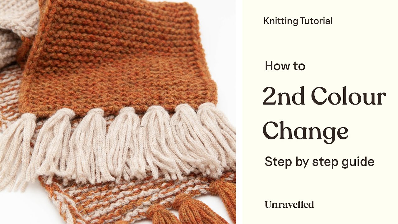 Knitting Tutorial - Second Colour Change (Essential Scarf) - YouTube
