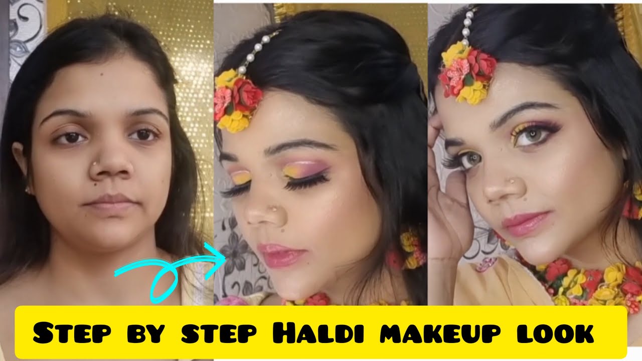Haldi makeup look/ step by step Bridal Haldi makeup look/ Beginners ...