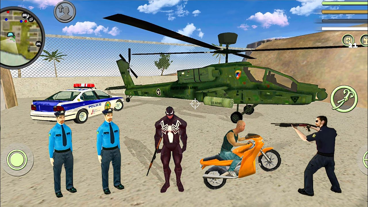 Venom Rope Hero Vice Town Simulator Drive Police car in Army Base #38 ...