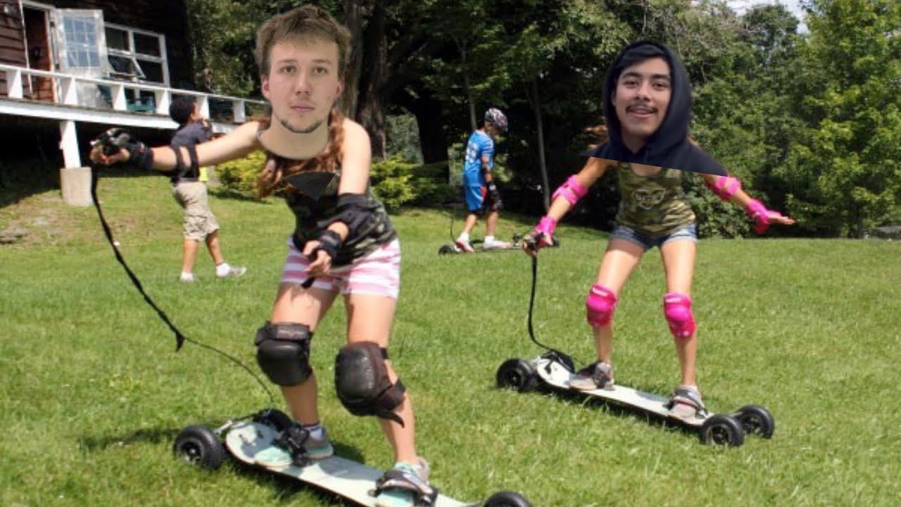 Skid bros try mountain boarding - YouTube