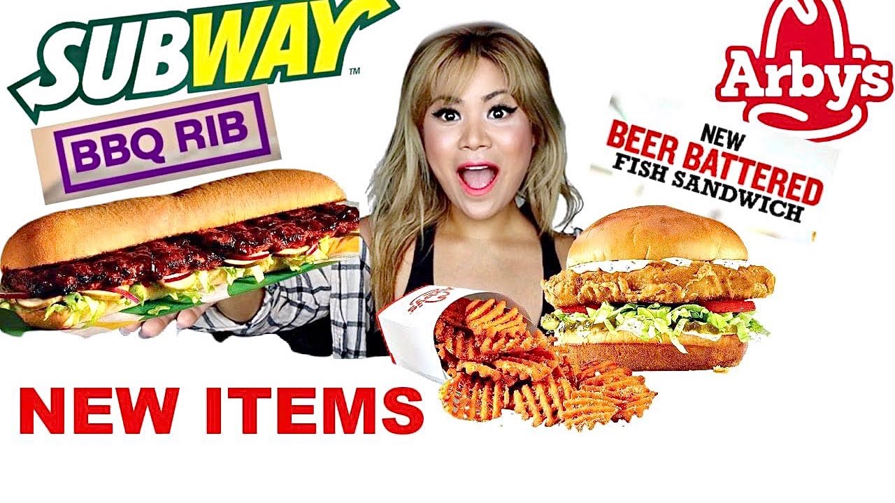 SUBWAY BBQ RIB SANDWICH AND ARBY'S BEER BATTERED FISH SANDWICH MUKBANG ...