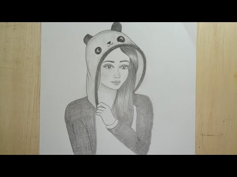A girl with winter cap drawing|| easy way to draw a girl for beginners ...