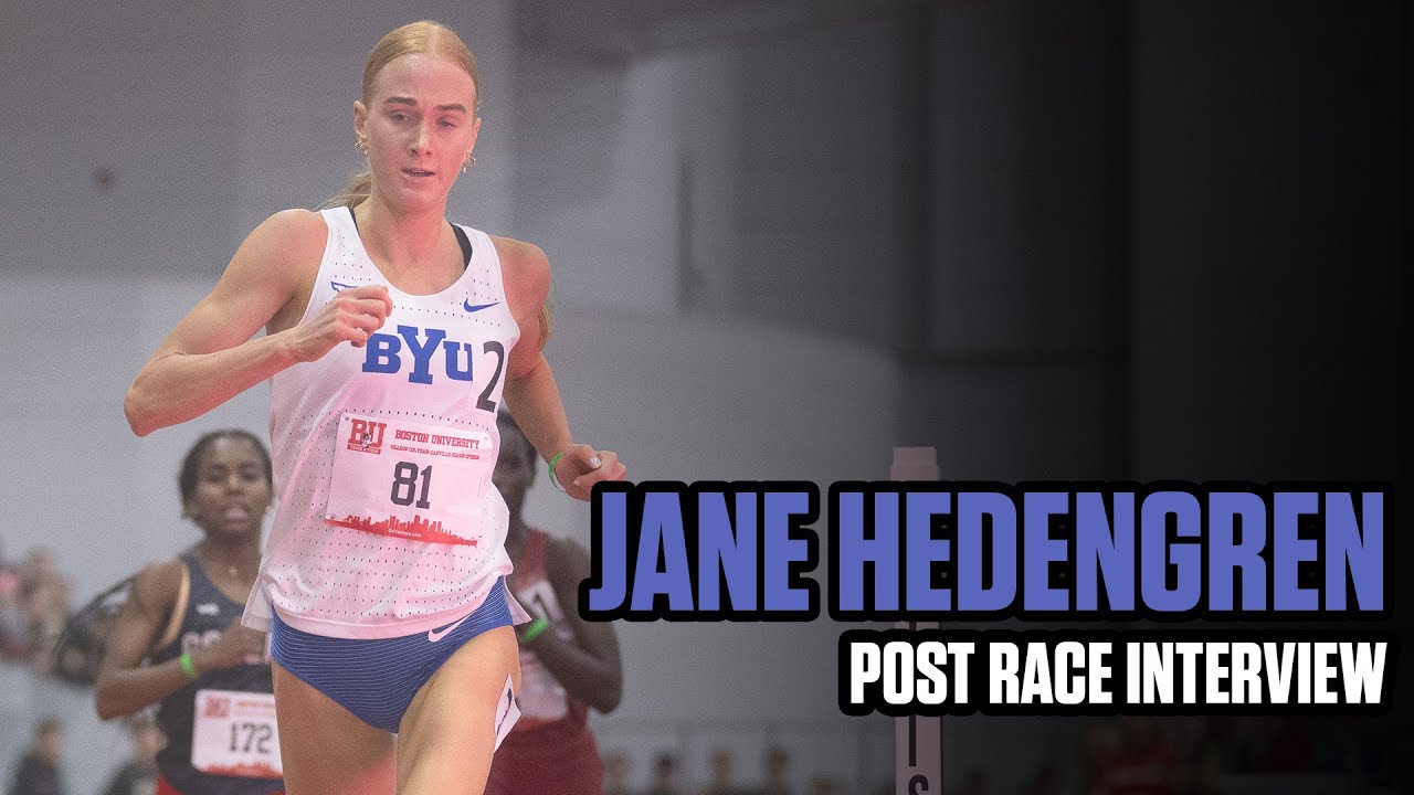 Jane Hedengren Post-Race Interview: BU Opener 5k NCAA Record - YouTube