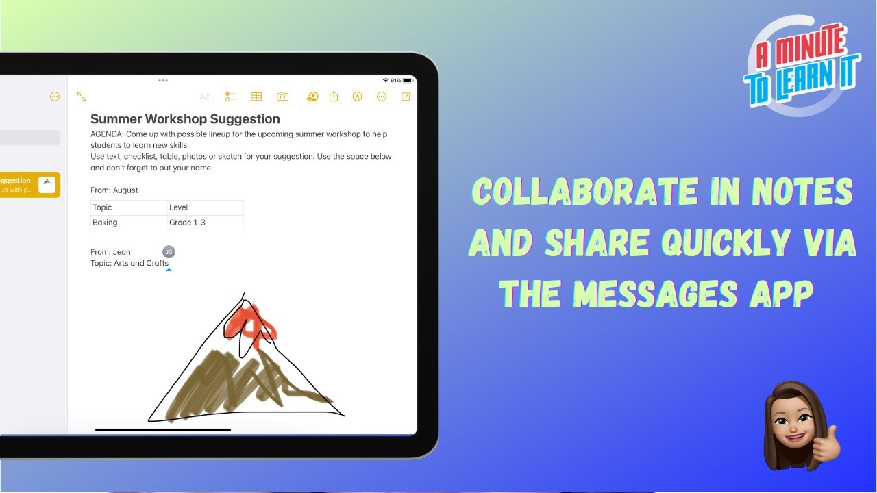 Collaborate in Notes and quickly share via the Messages app. - YouTube