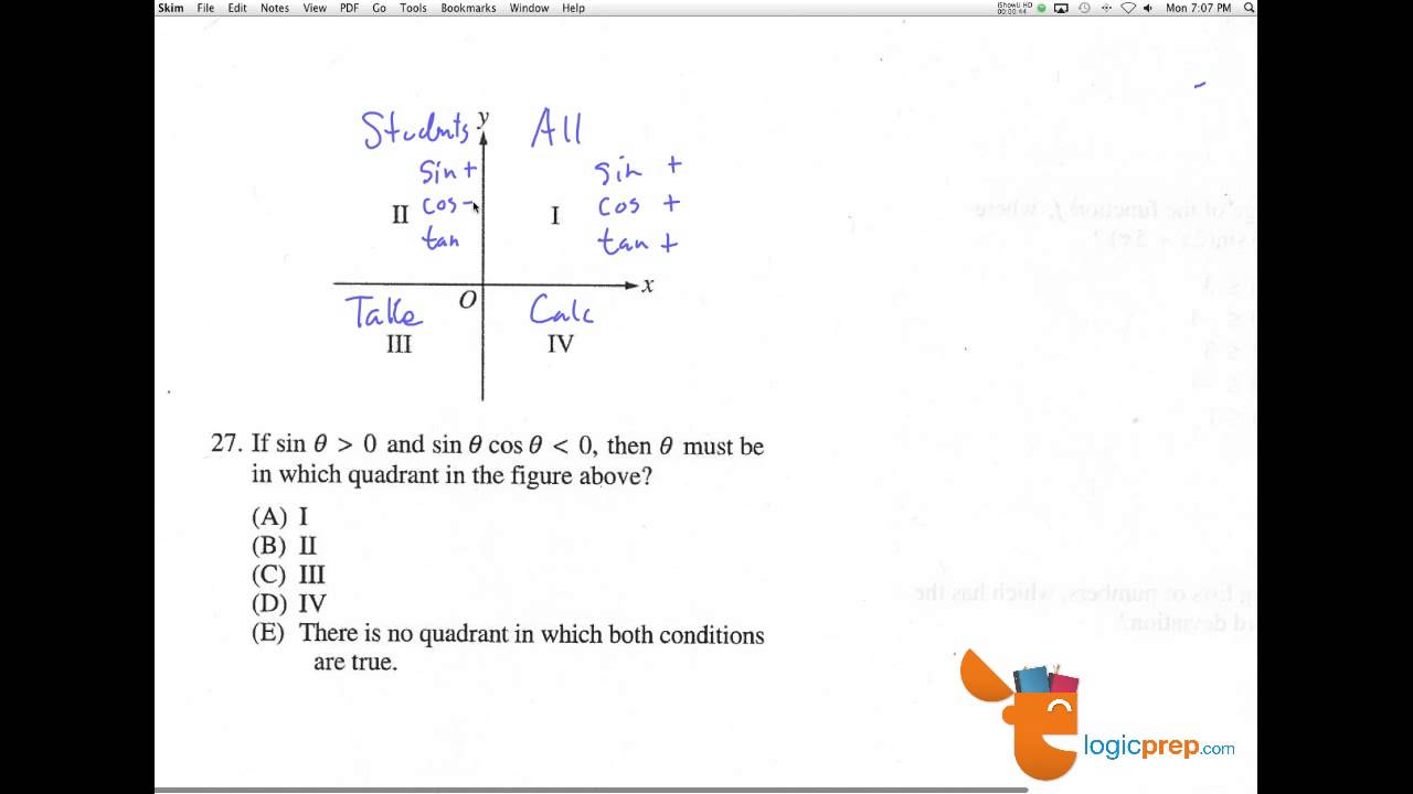 SAT SUBJECT TEST. Math Level 2, Test 1, Question 27 - YouTube