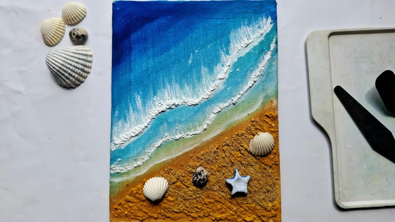 Taxture beach painting |Taxture art |Ocean waves Textured art - YouTube