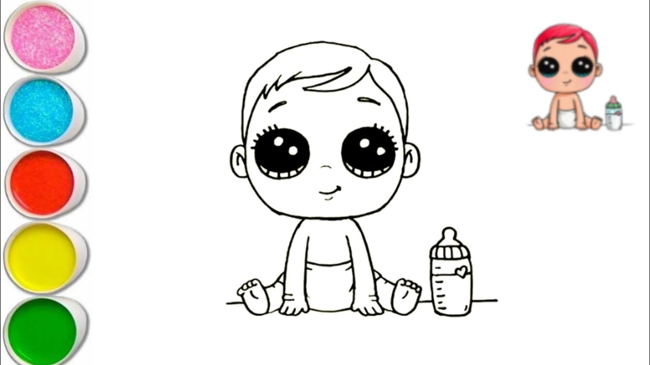 Cute Baby drawing for kids and toddlers||how to draw cute baby for kids ...