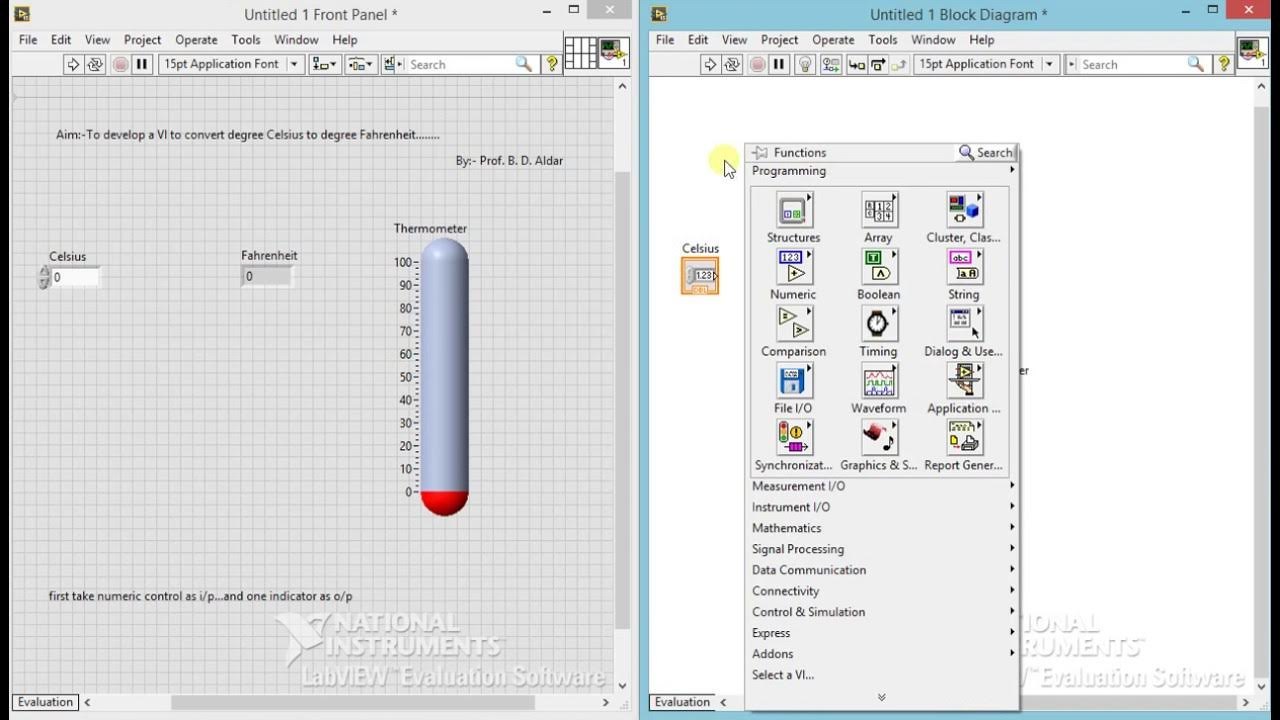 To convert the temperature from celsius to fahrenheit using LabVIEW ...