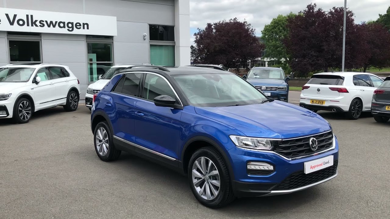 Approved Used Volkswagen T-Roc Design 1.0TSI in Ravenna Blue/Black Roof ...
