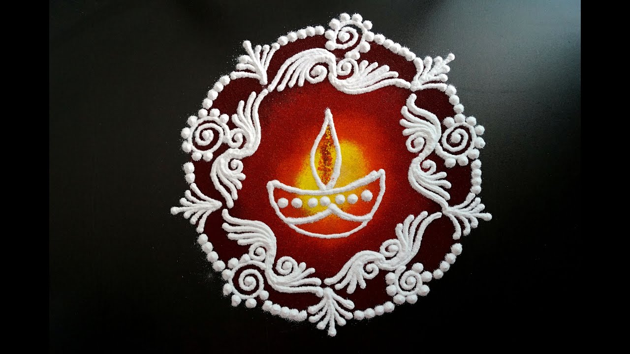 Deepak Rangoli Design || Sanskar Bharti Rangoli Designs || Simple ...