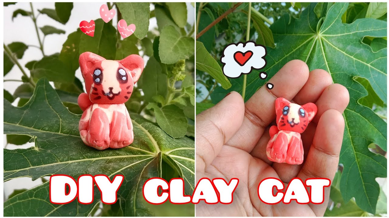 Cute clay cat | Diy clay cat tutorial | Kawaii clay cat | kitten made ...
