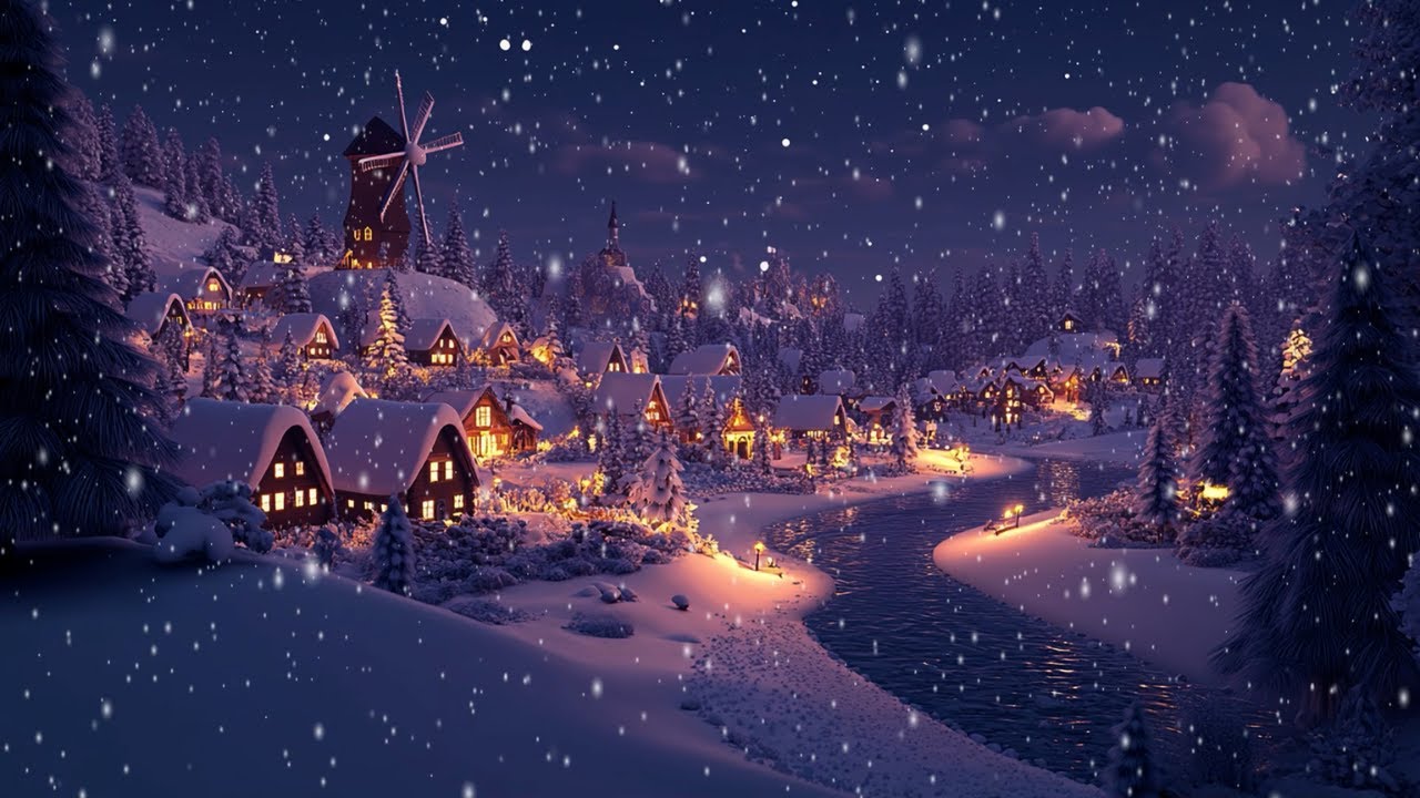 Snow Flakes: Silent Night Snowstorm - Relaxing Christmas Music with ...