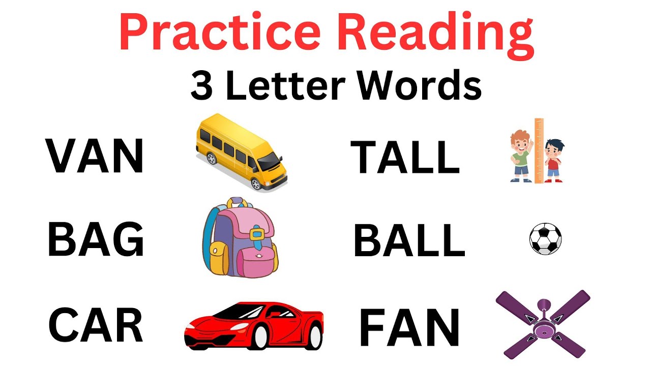 Three Letter Words I Three Letter Words for Kids I Learn to learn 3 ...