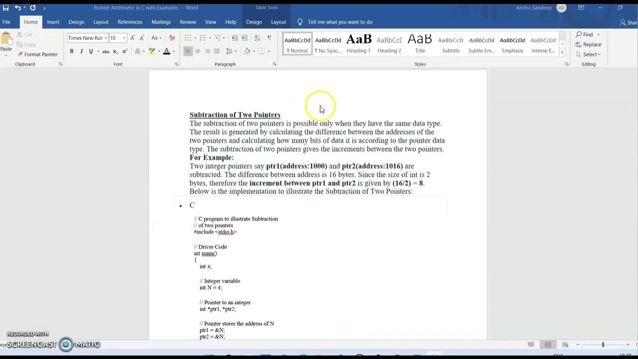 Pointer arithmetic-1 in c language - YouTube
