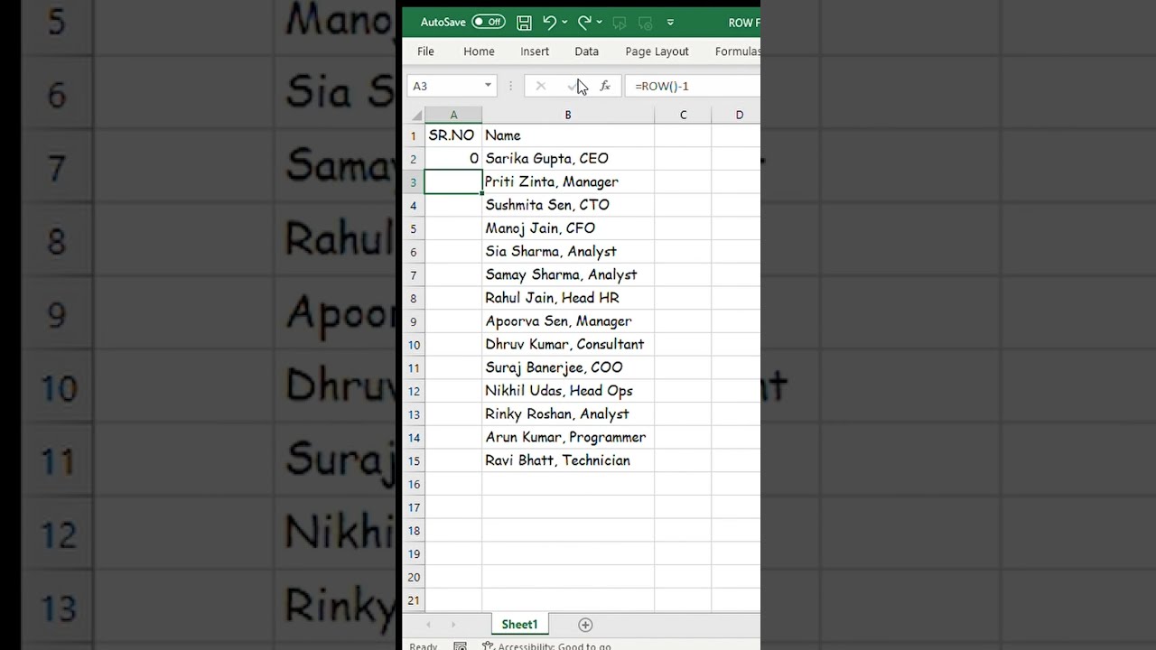 How To Use ROW Function In Excel shortfeed excel YouTube How To Use ROW Function In Excel shortfeed excel YouTube