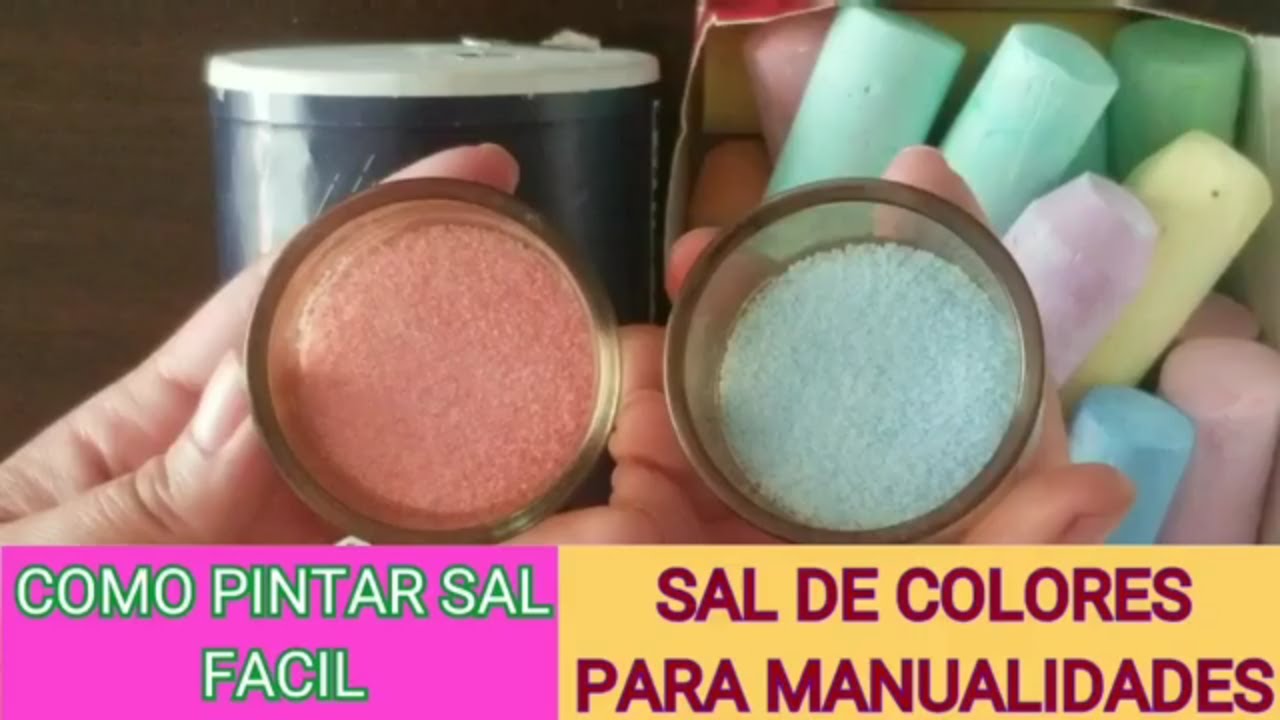 Como se pinta la sal de colores | como pintar sal de colores con gis ...